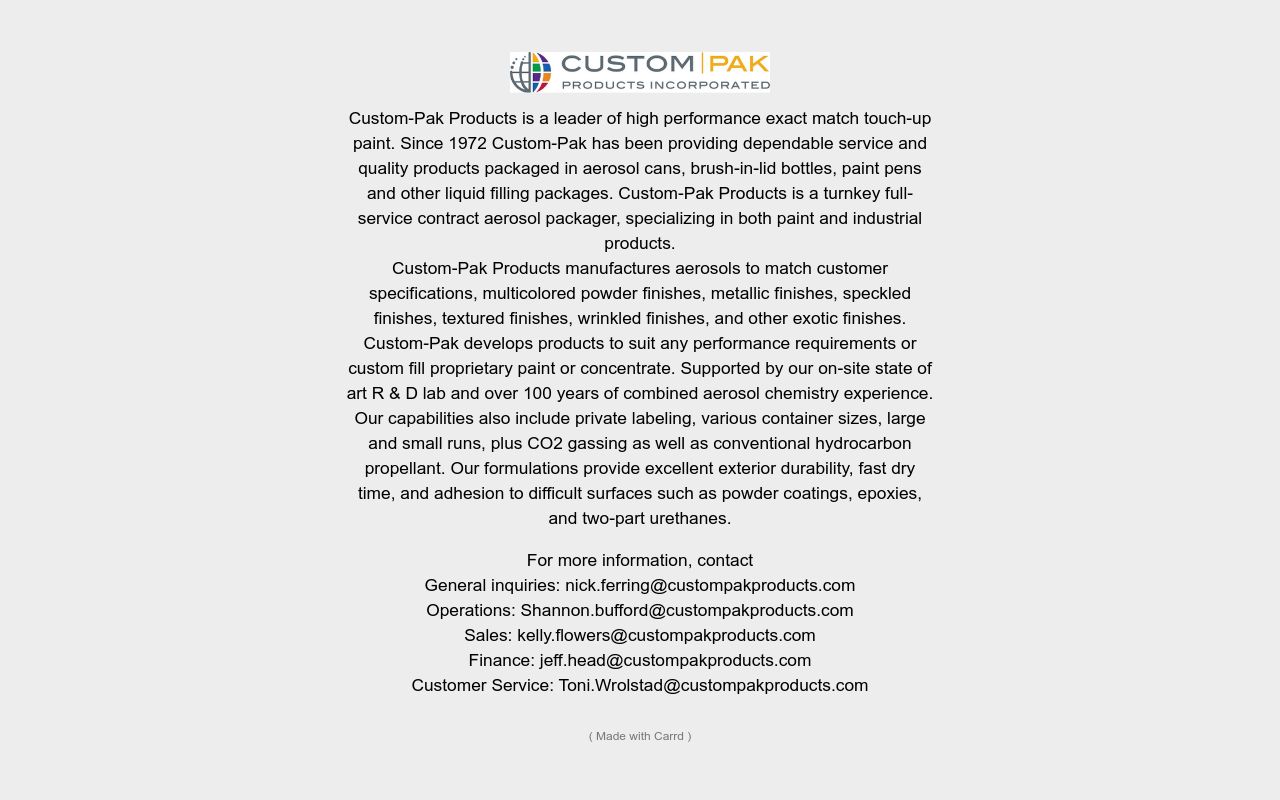Custom-Pak Products Incorporated